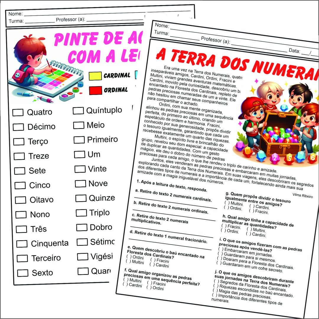 ATIVIDADES SOBRE NUMERAL – Professora Vilma Ribeiro